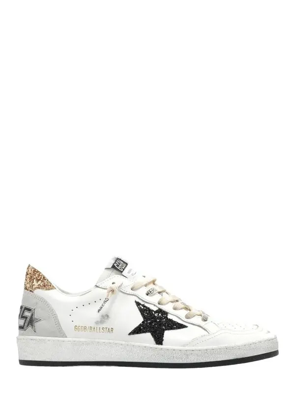 GOLDEN GOOSE Ball Star Nappa Leather Sneakers With Glittered Star - White