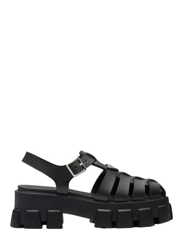 Prada Rubber Monolith Sandals - Black