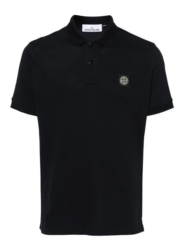 Stone Island Slim Fit Cotton Piqué Polo - Blue