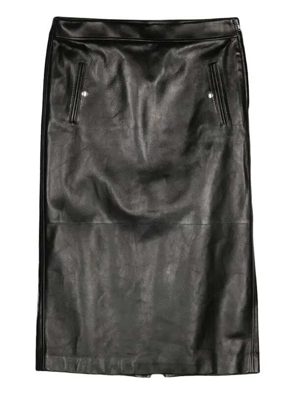 Alexander McQueen Leather Low Waist Skirt - Black