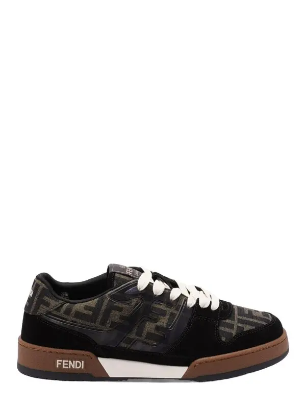 Fendi Ff Jacquard And Suede Match Sneakers - Black