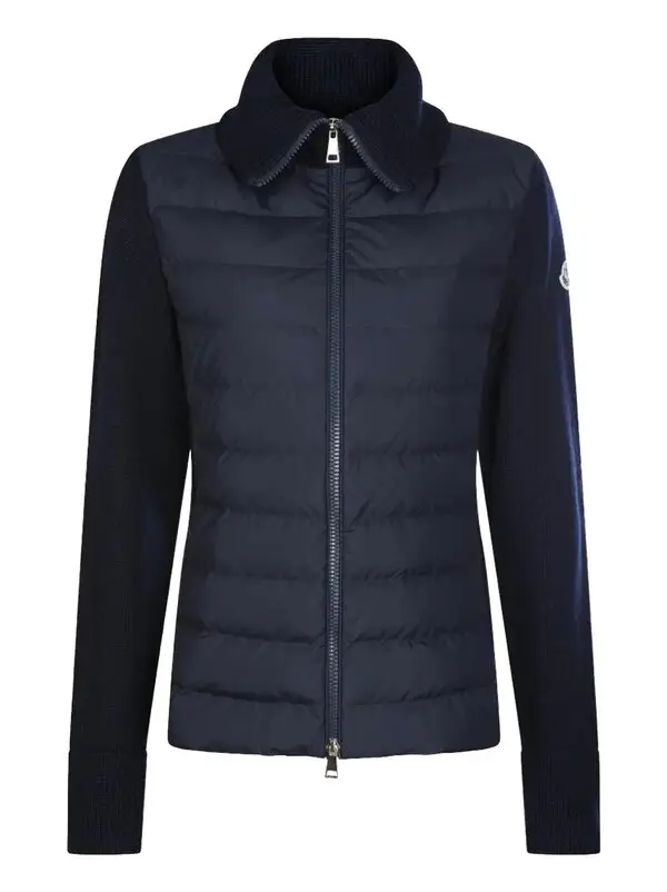 Moncler Wool Padded Zip-up Cardigan - Blue