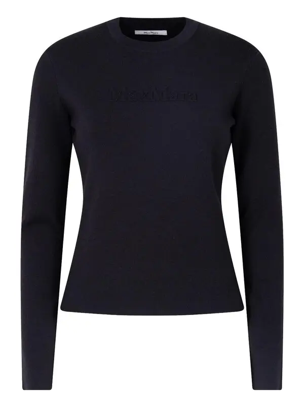 Max Mara Ticino Long Sleeve Top With Logo - Blue
