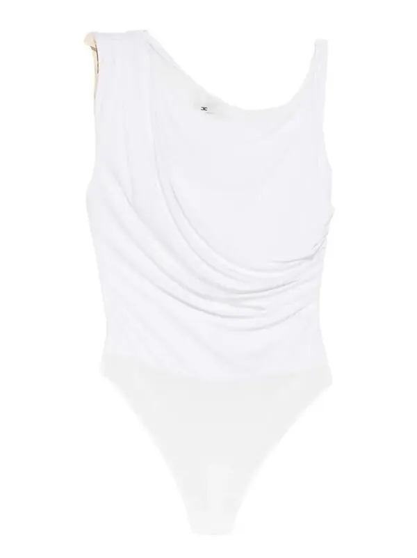 Elisabetta Franchi Jersey Bodysuit With Jewel Shoulder - White