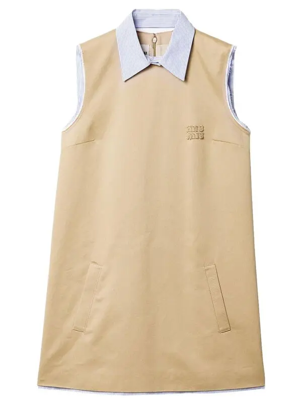 Miu Miu Chino Dress With Poplin Details - Nude & Neutrals