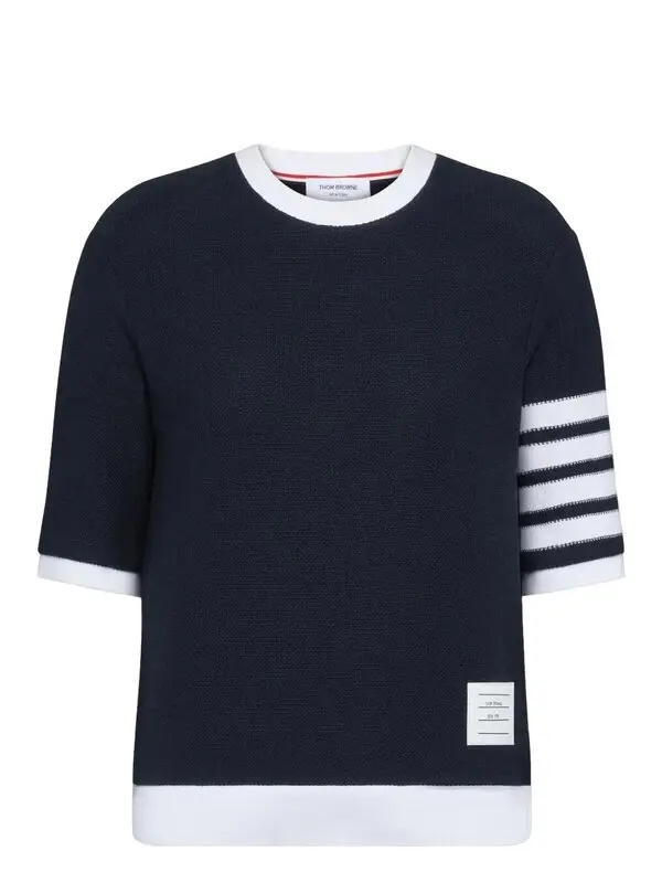 Thom Browne 4-bar Cotton Piqué T-shirt - Blue