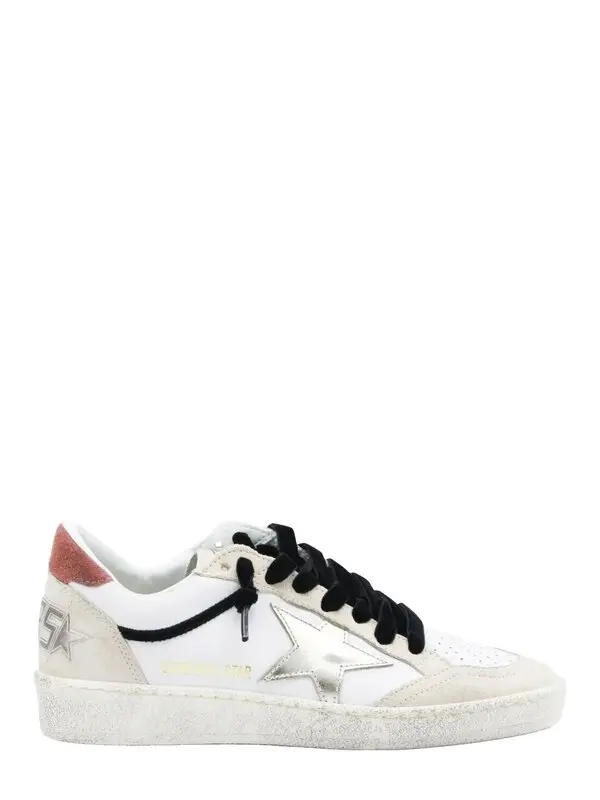 GOLDEN GOOSE Ball Star Leather Sneakers With Metallic Star - White