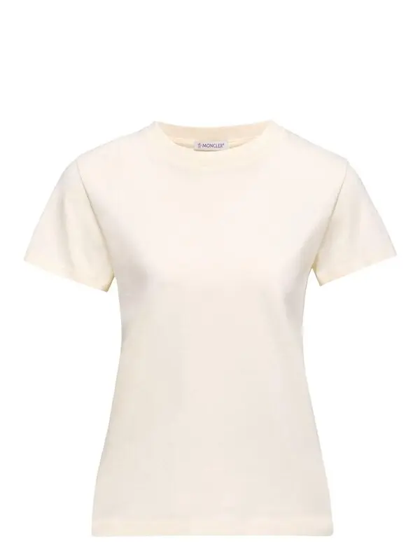 Moncler Embroidered Logo T-shirt - Nude & Neutrals