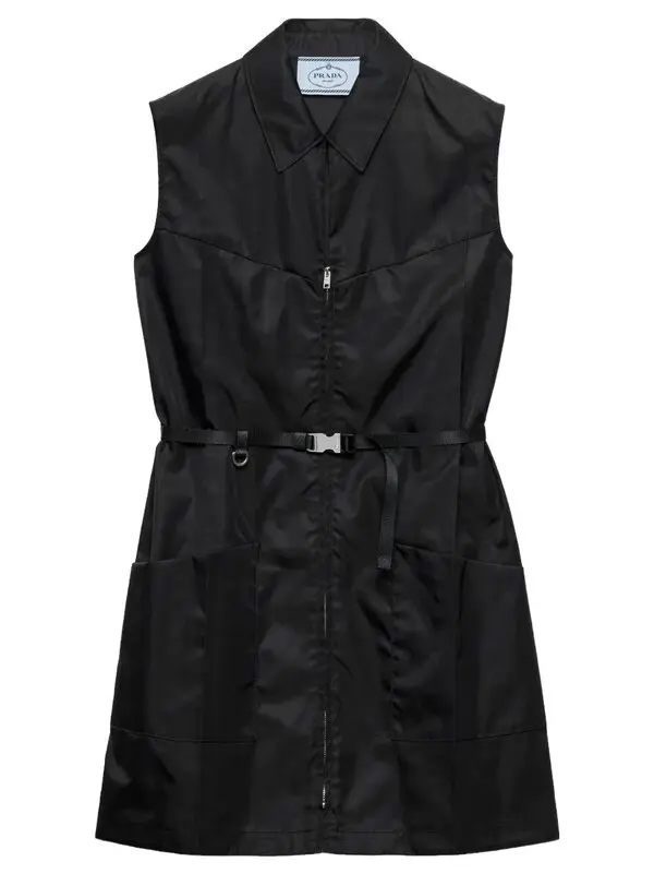 Prada Re-nylon Mini Shirt Dress - Black