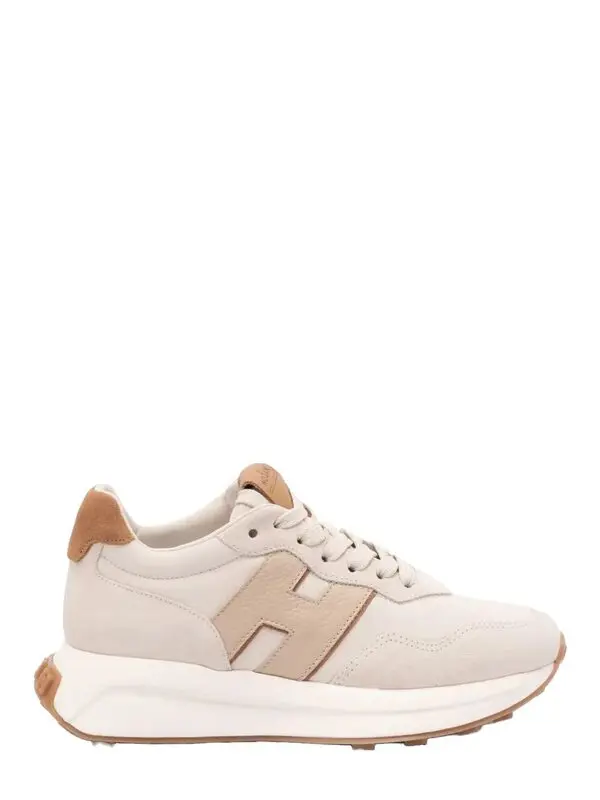 Hogan H641 Leather And Suede Sneakers - Nude & Neutrals