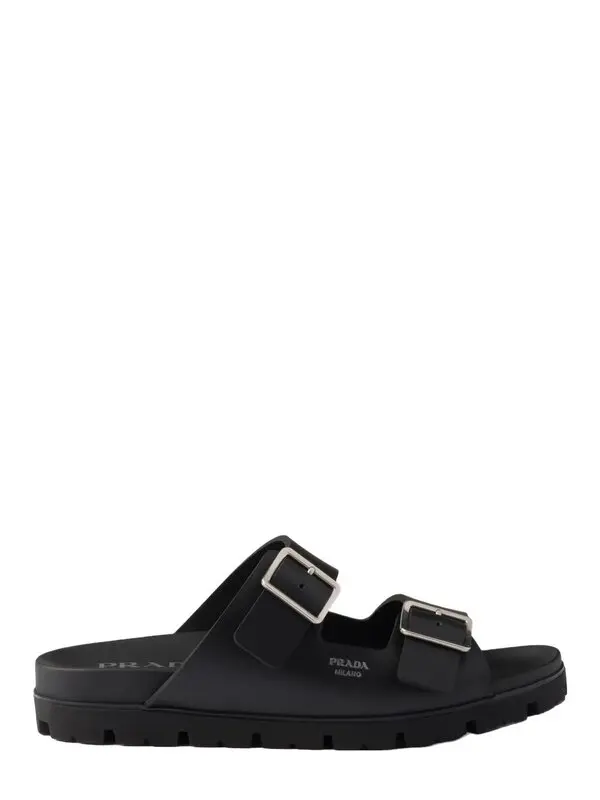 Prada Double Buckle Sandals - Black