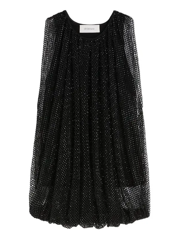 Sportmax Net Top With Crystals - Black