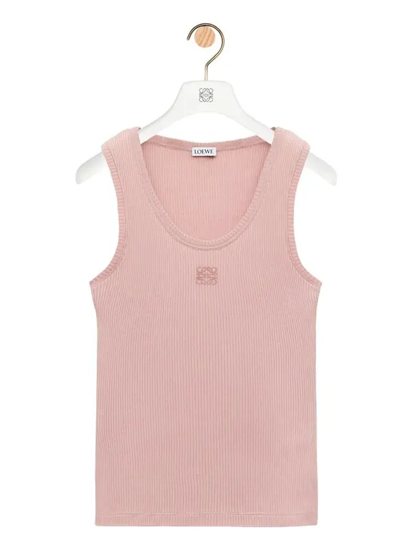 Loewe Anagram Ribbed Silk Tank Top - Pink & Purple