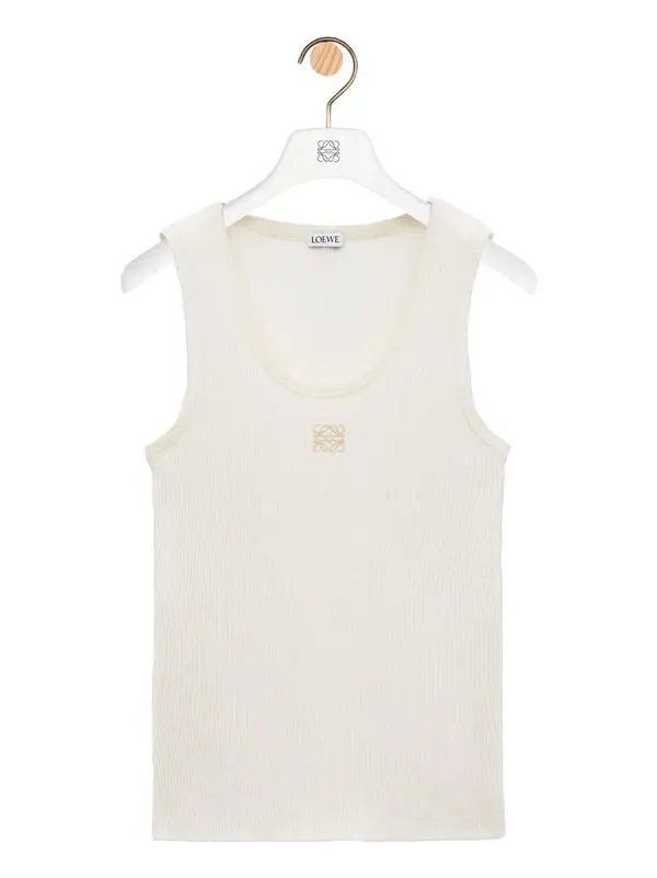 Loewe Anagram Ribbed Silk Tank Top - White
