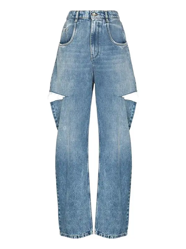 MAISON MARGIELA Ripped Wide Leg Jeans - Blue