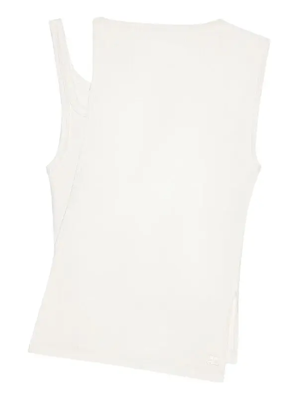 COURREGES Oblique Ribbed Top - White