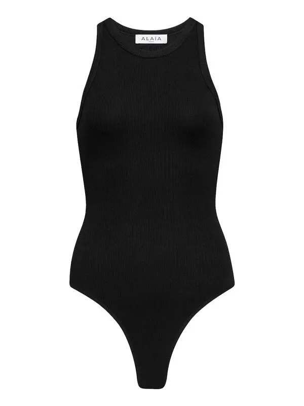 Alaïa Ribbed Tank Top Bodysuit - Black