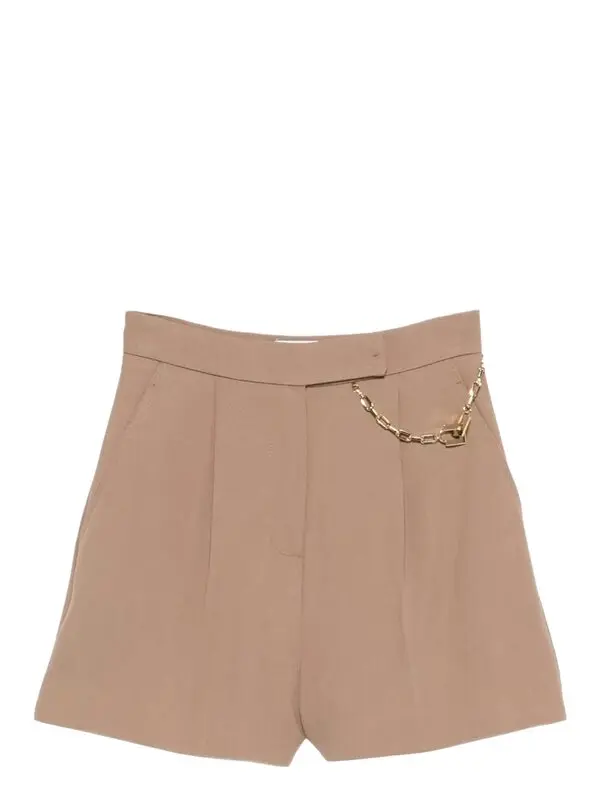 Elisabetta Franchi Gabardine Shorts With Jewel Chain - Nude & Neutrals
