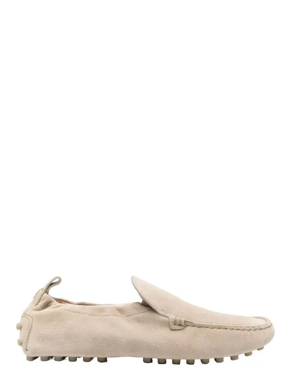 TOD`S Gommino Curled Suede Loafers - Nude & Neutrals