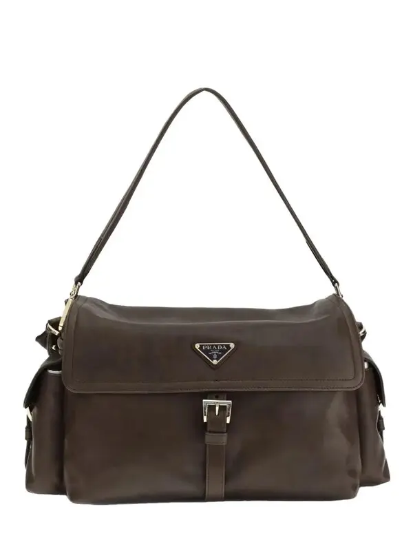 Prada Large Worn Effect Leather Bag - Brown