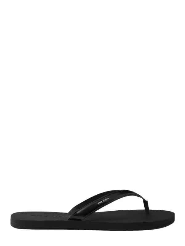 Prada Brushed Leather Flip-flops - Black