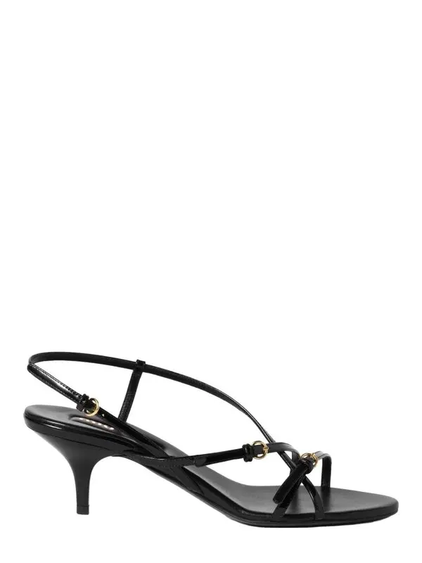 Miu Miu Patent Leather Buckled Sandals - Black