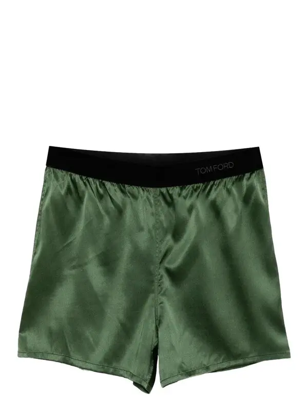 TOM FORD Stretch Silk Satin Shorts - Green