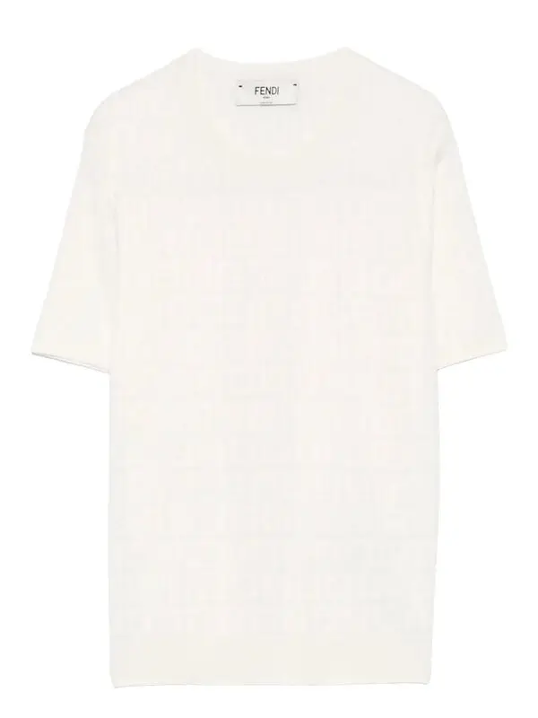 Fendi Ff Cotton And Viscose Short Sleeved Jumper - White