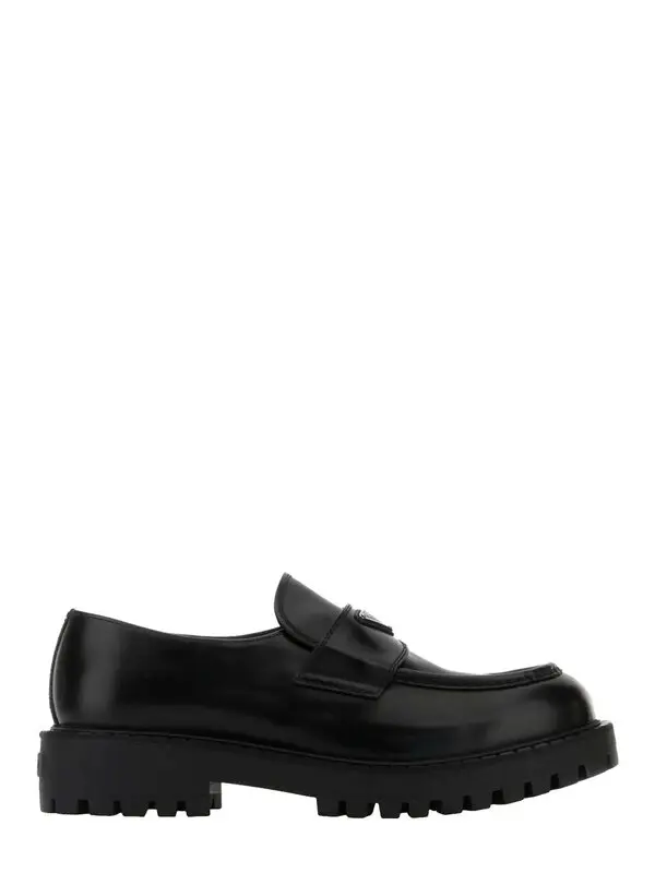Prada Leather Loafer With Chunky Sole - Black