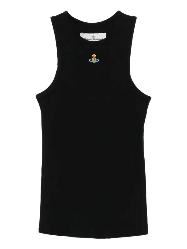 VIVIENNE WESTWOOD 90s Ribbed Tank Top With Orb Patch - Black