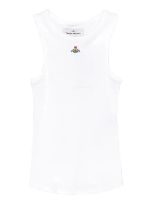 VIVIENNE WESTWOOD 90s Ribbed Tank Top With Orb Patch - White