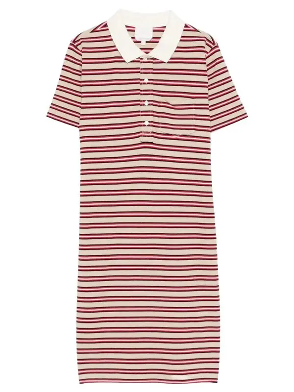 A.p.c. Striped Cotton Polo Shirt Dress - Nude & Neutrals