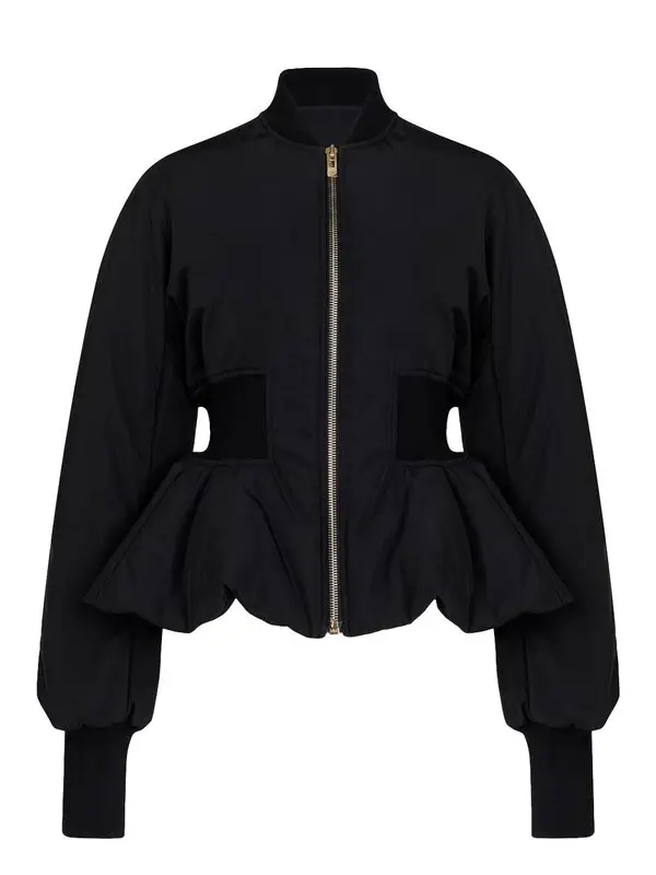 Alaïa Nylon Peplum Bomber - Black