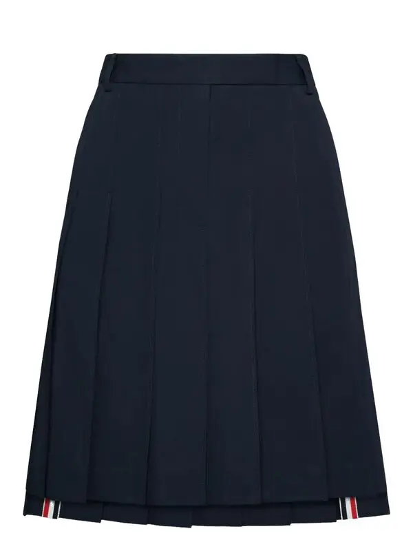 Thom Browne Knee-length Pleated Wool Skirt - Blue