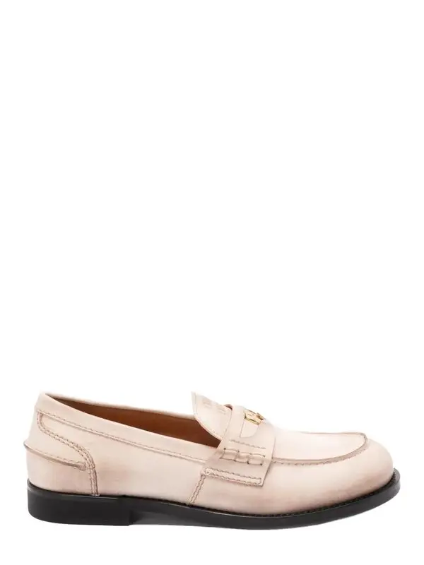 Miu Miu Leather Penny Loafers With Gradient Finish - Nude & Neutrals