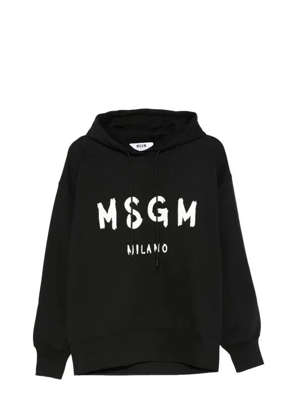 MSGM Cotton Logo Hoodie - Black