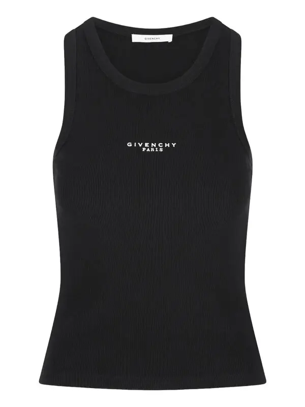 Givenchy Slim Fit Tank Top With Paris Print - Black
