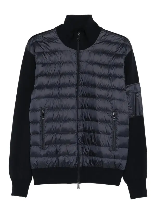Paul & Shark Quilted Jacket With Wool Sleeves - Blue