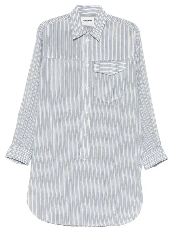 MARANT ETOILE Laurane Striped Cotton Voile Shirt Dress - Blue