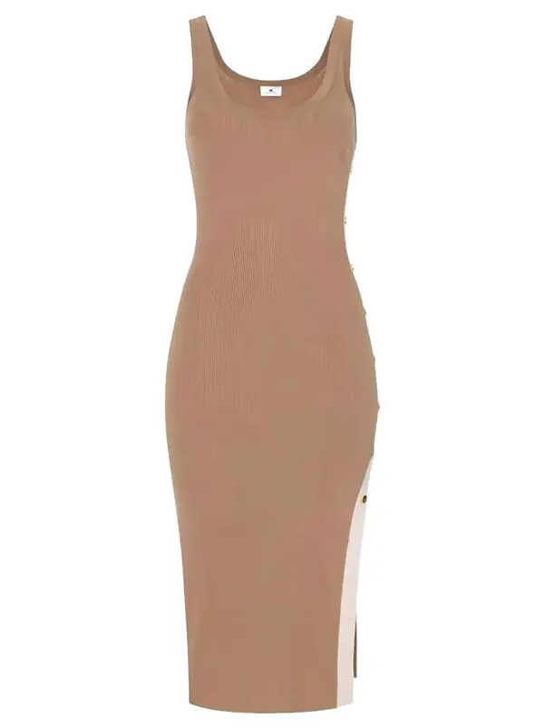 Elisabetta Franchi Sleeveless Midi Knit Dress - Brown