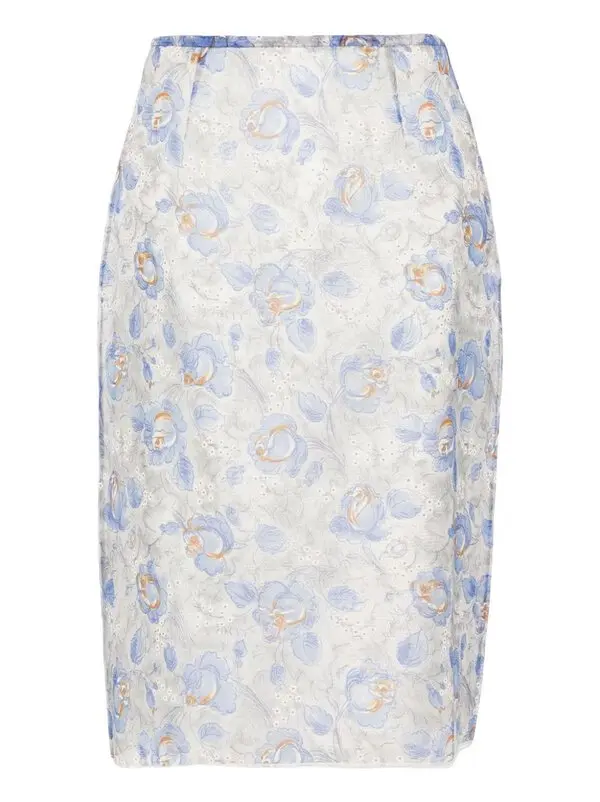 Prada Printed Nylonette Midi-skirt - Blue