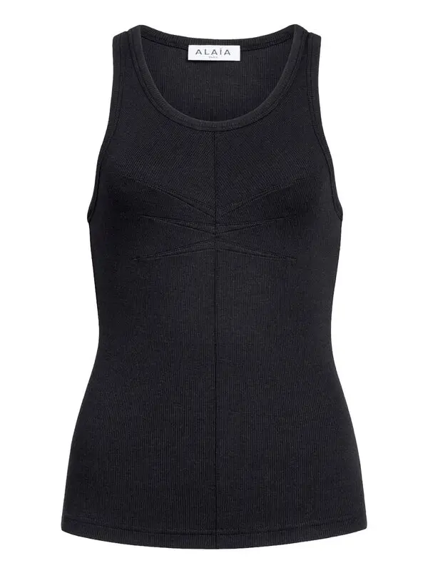 Alaïa Tank Top With Pleats - Black