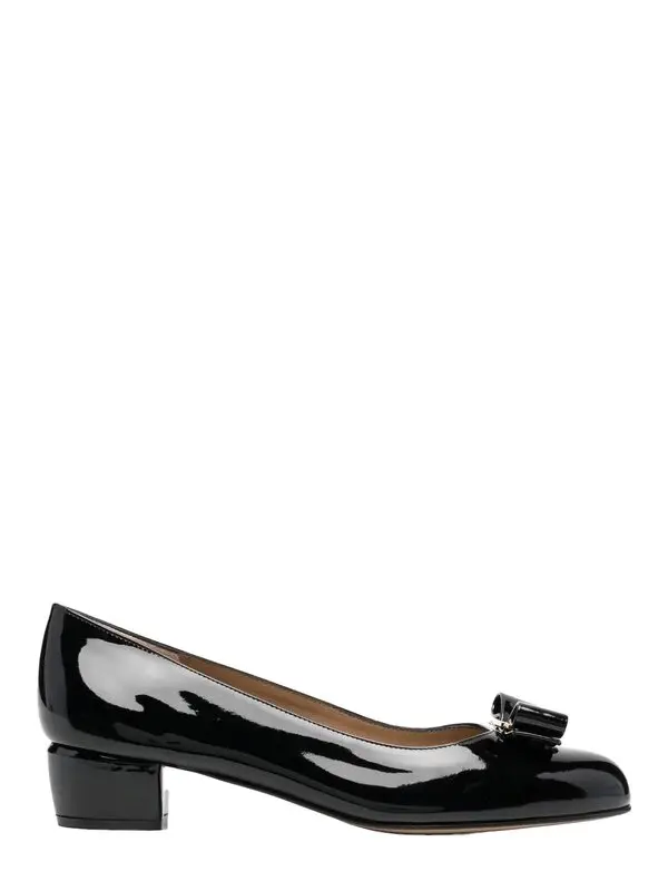 FERRAGAMO Vara Patent Leather Pumps - Black