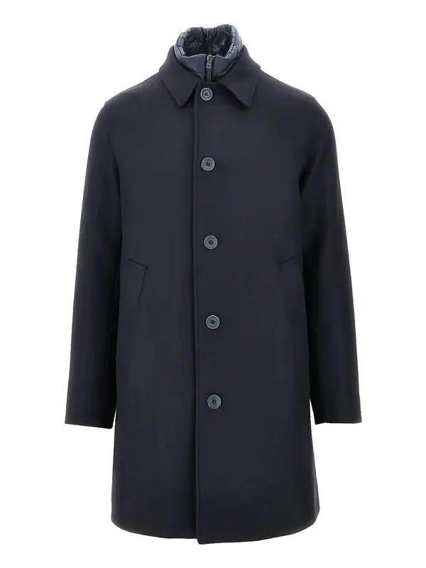 Herno Single-breasted Coat With Padding - Blue