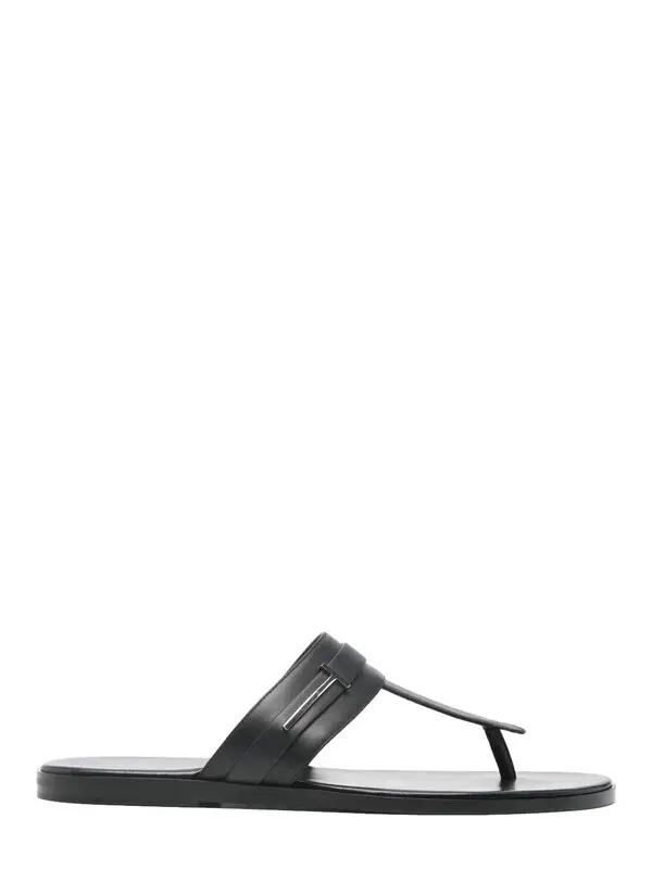 TOM FORD Smooth Leather T-bar Sandals - Black