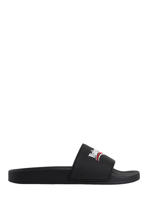 Balenciaga Rubber Pool Slide Sandals - Black