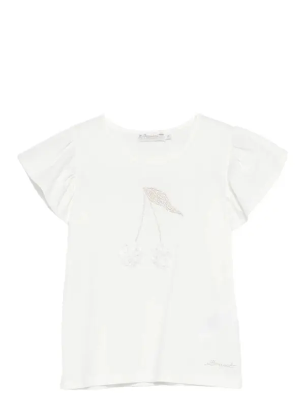 Bonpoint Emilia T-shirt With Cherry Embroidery - White