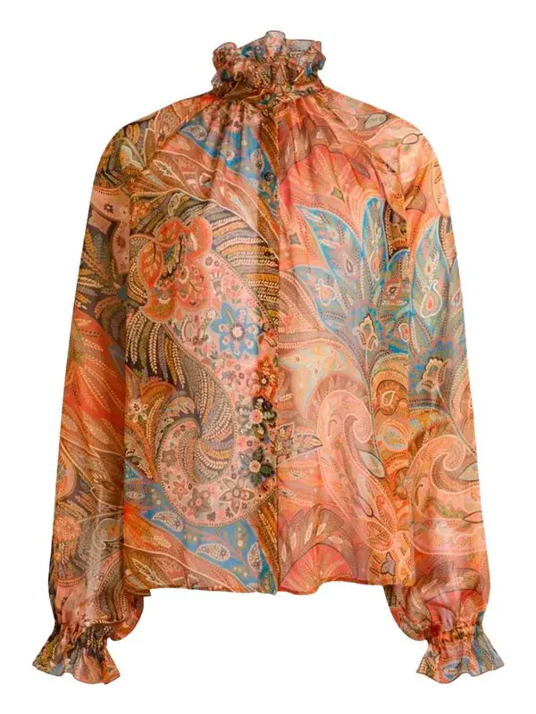 Etro Silk Ruffle Shirt - Multi