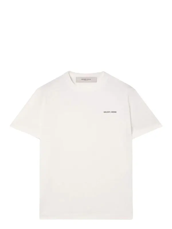 GOLDEN GOOSE Cotton Jersey T-shirt With Contrast Logo - White