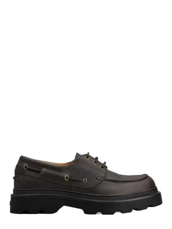 TOD`S Leather Boat Shoes - Brown
